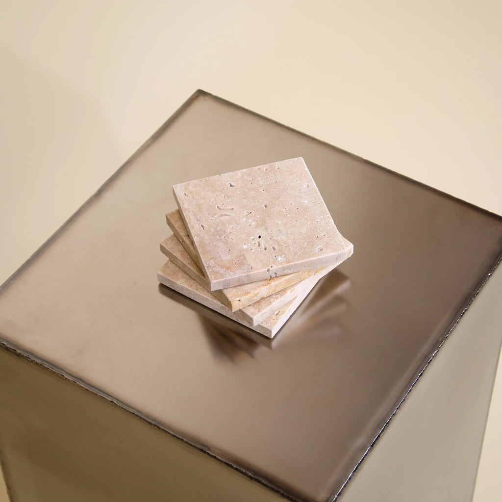 custos coaster - beige travertine